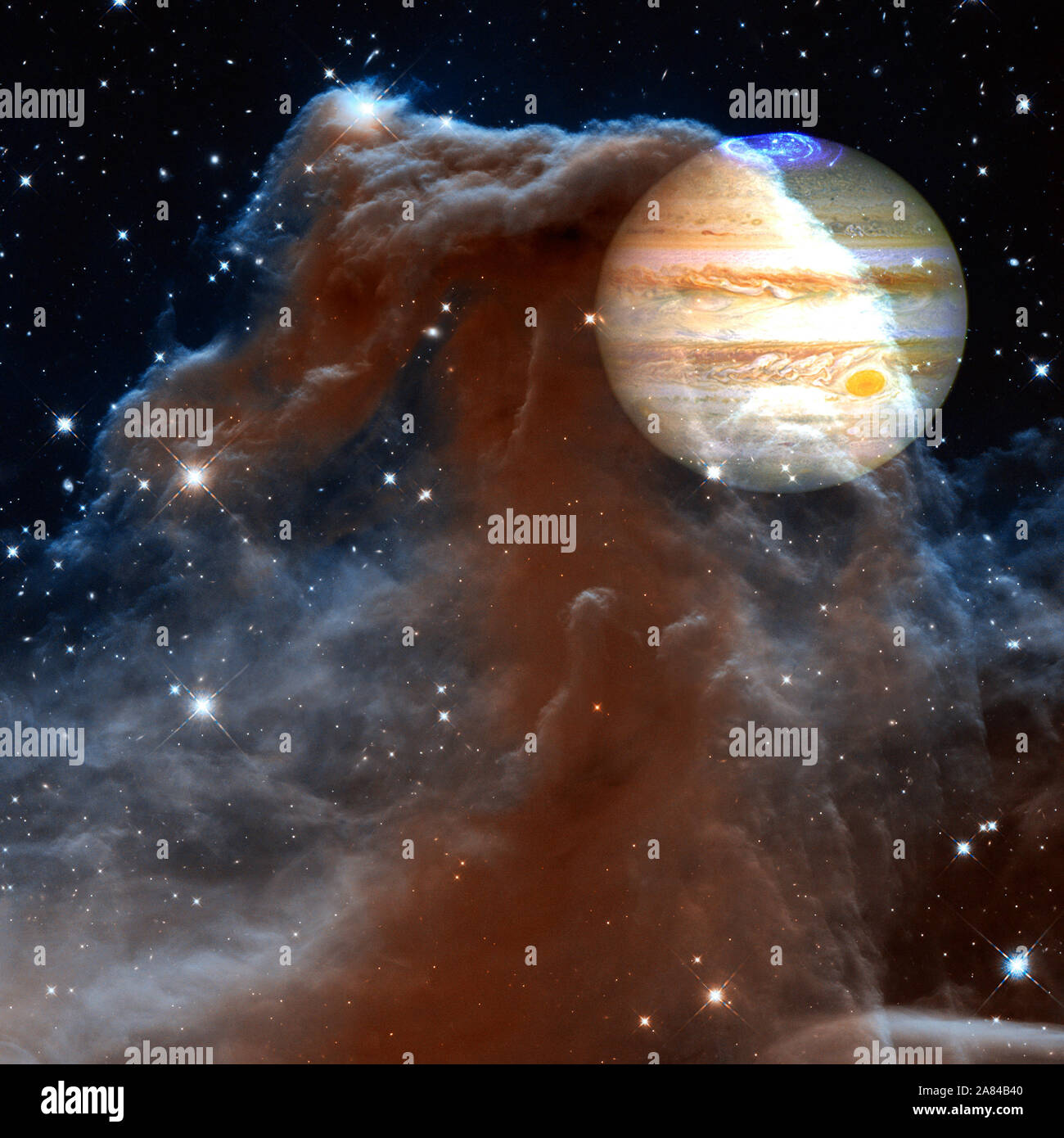 Planet Jupiter in the colorful starry universe. Elements of this image ...