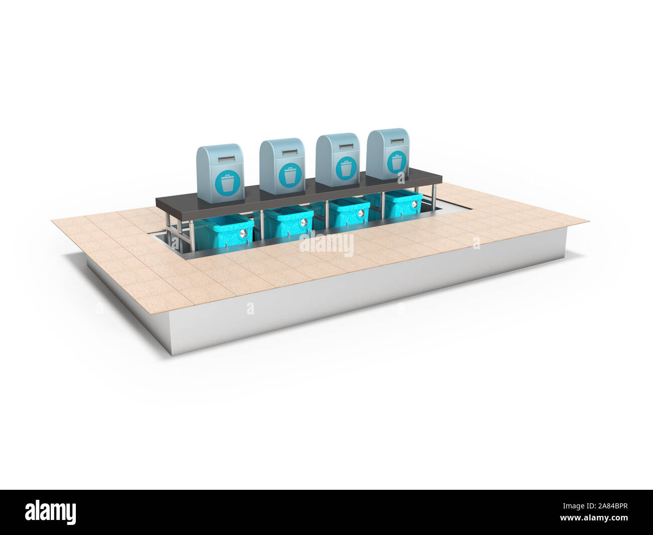 Concept underground trash bins for park 3d render on white background ...