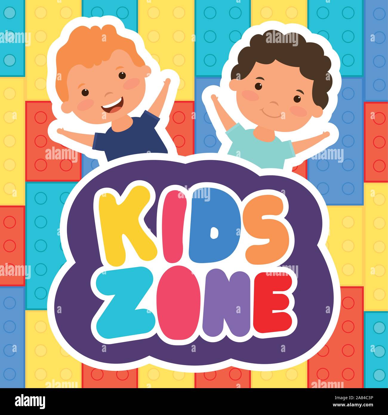 little boys with kids zone lettering Stock Vector Image & Art - Alamy