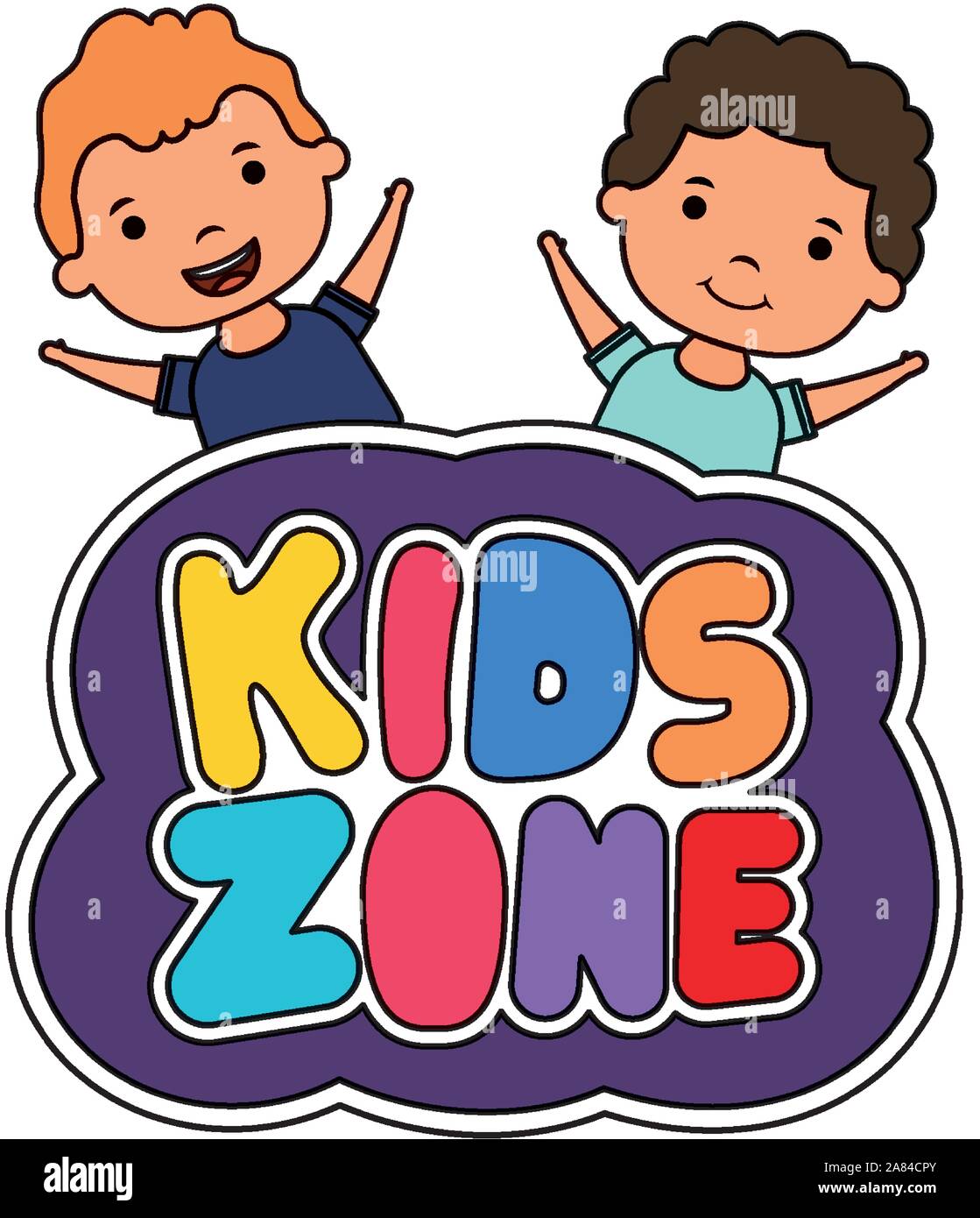 cute little boys with kids zone lettering Stock Vector Image & Art - Alamy