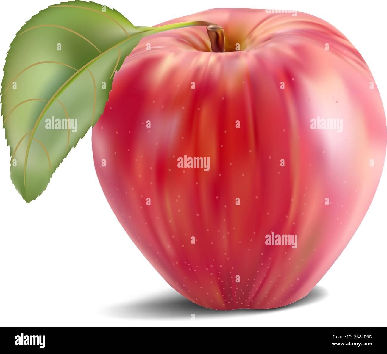 fresh red apple with green leaf vector Stock Vector Image & Art - Alamy