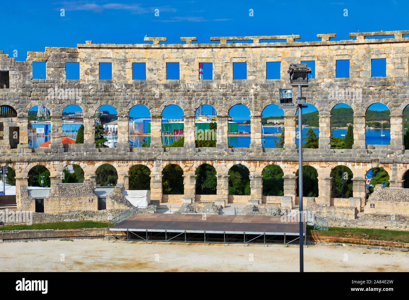 Arena in Pula, Croatia. Ruins of the best preserved Roman amphitheatre ...