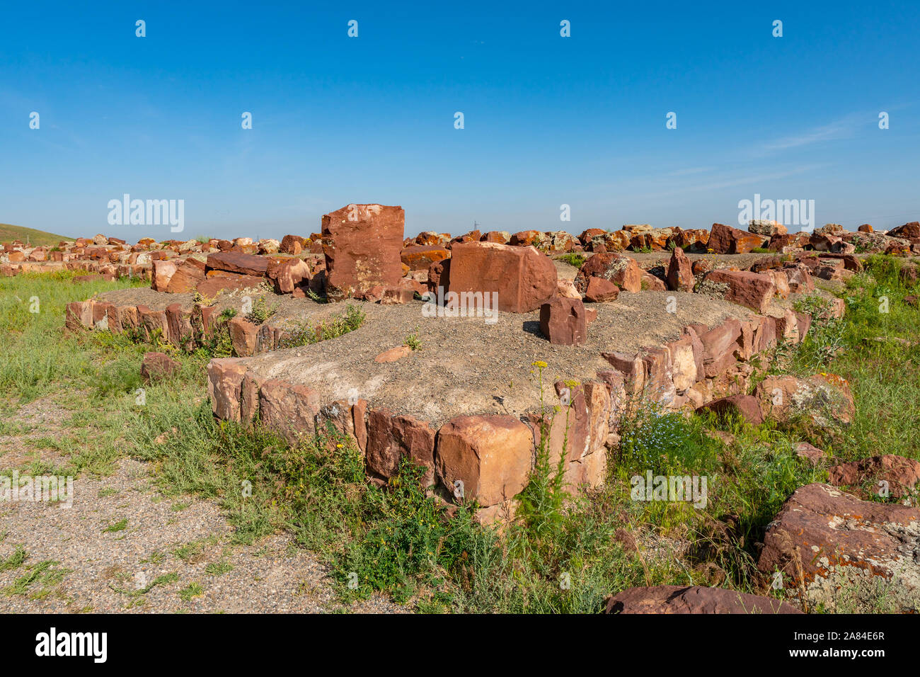 Taraz Akyrtas Palace Complex Foundation Ruins View of Stone Wall on a ...