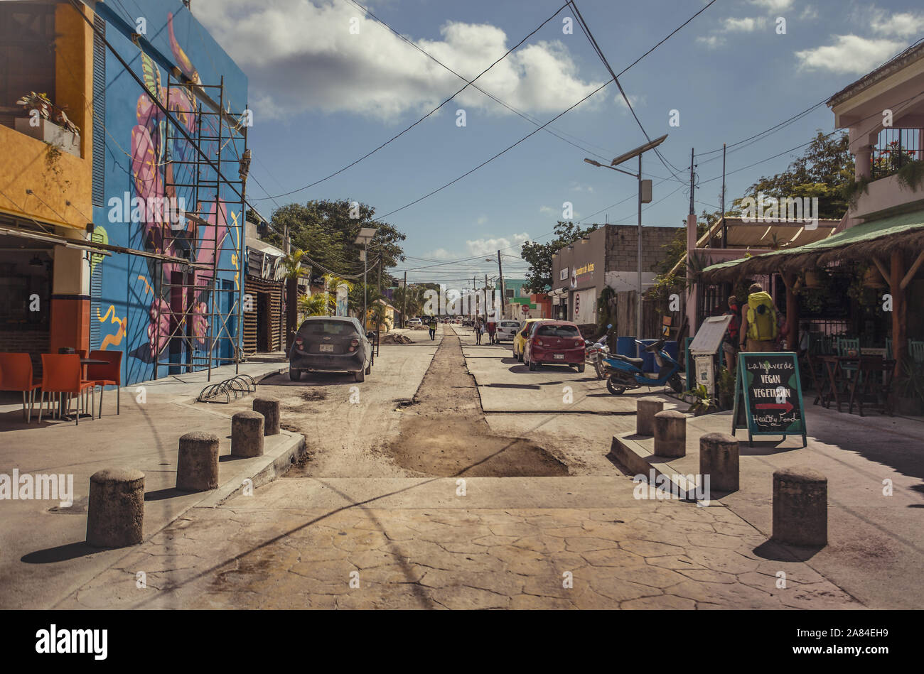 Tulum's Color Alleyway Stock Photo - Alamy