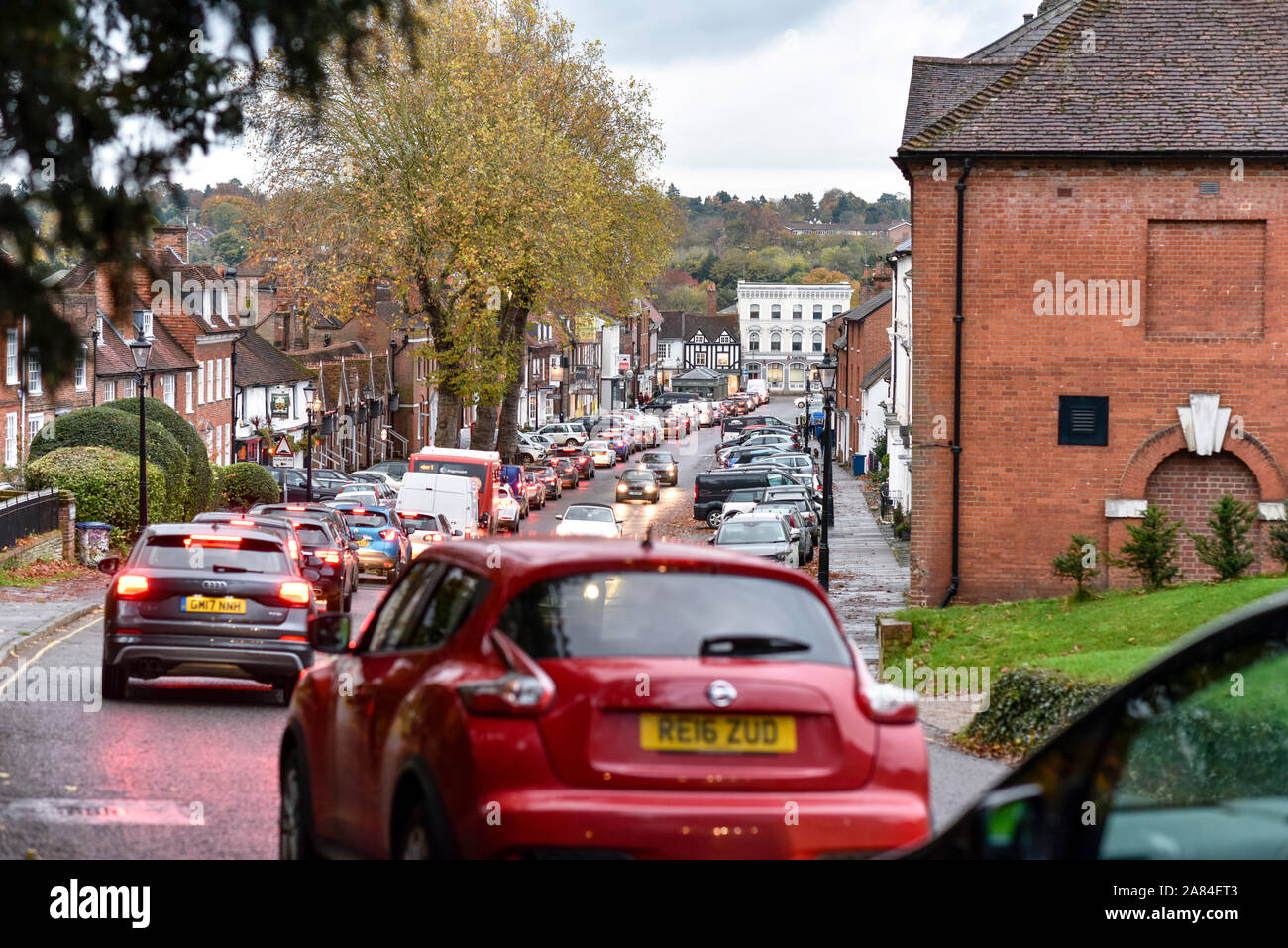 Traffic Jam, Castle Street, Farnham, Surrey Stock Photo - Alamy
