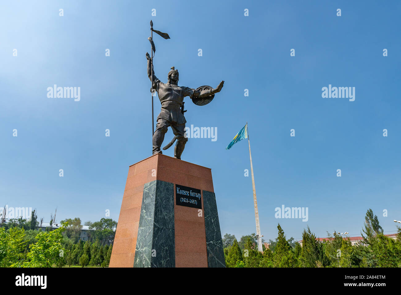 Taraz Presidential Park Statue of Koshek Batyr Holding a Spear with ...