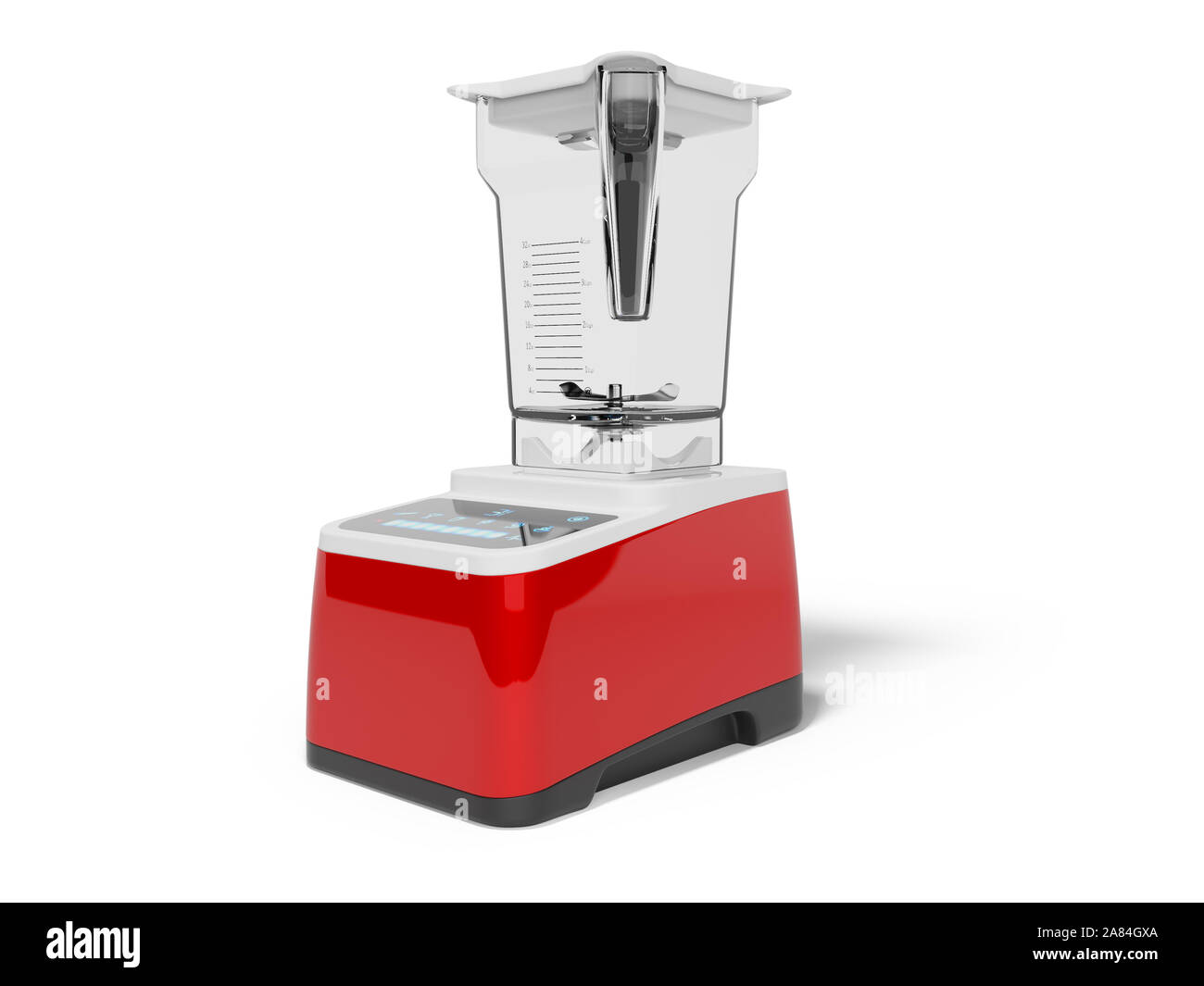 Red blender with bowl with touch control 3d render illustration on ...