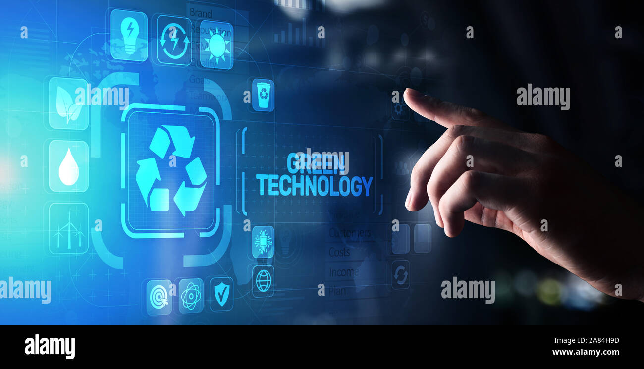 Green Technology Recycling Ecology Earth Saving concept on virtual ...