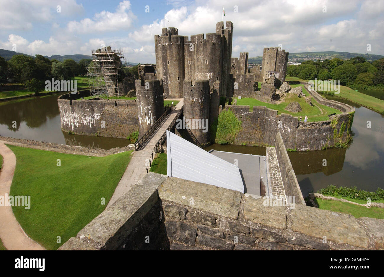 The medieval Caerphilly Castle, Mid Glamorgan, South Wales, the second ...