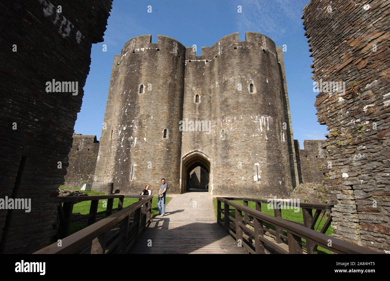 Caerphilly castle east gate hi-res stock photography and images - Alamy
