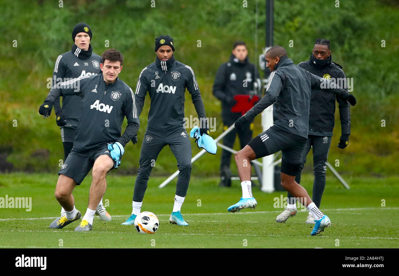 Manchester United's Harry Maguire (left) and Marcus Rashford during the ...