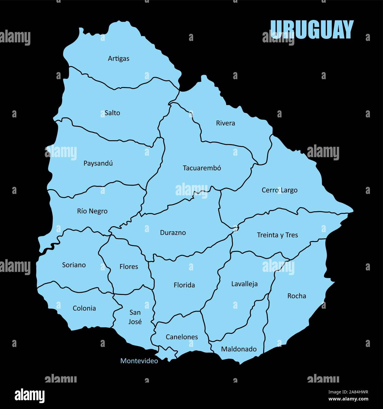 Uruguay regions map Stock Vector Image & Art - Alamy
