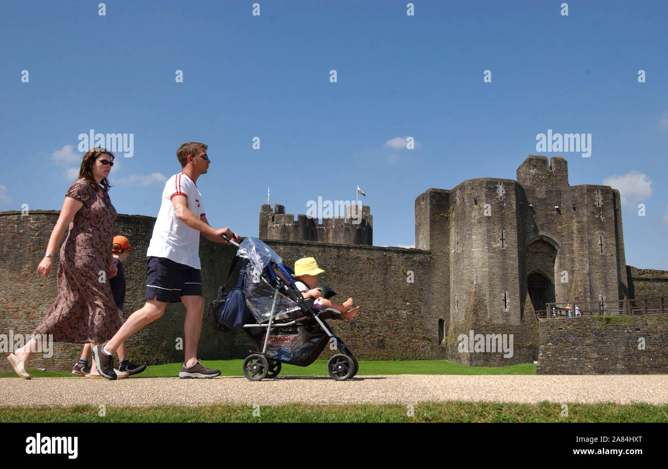 Caerphilly castle east gate hi-res stock photography and images - Alamy