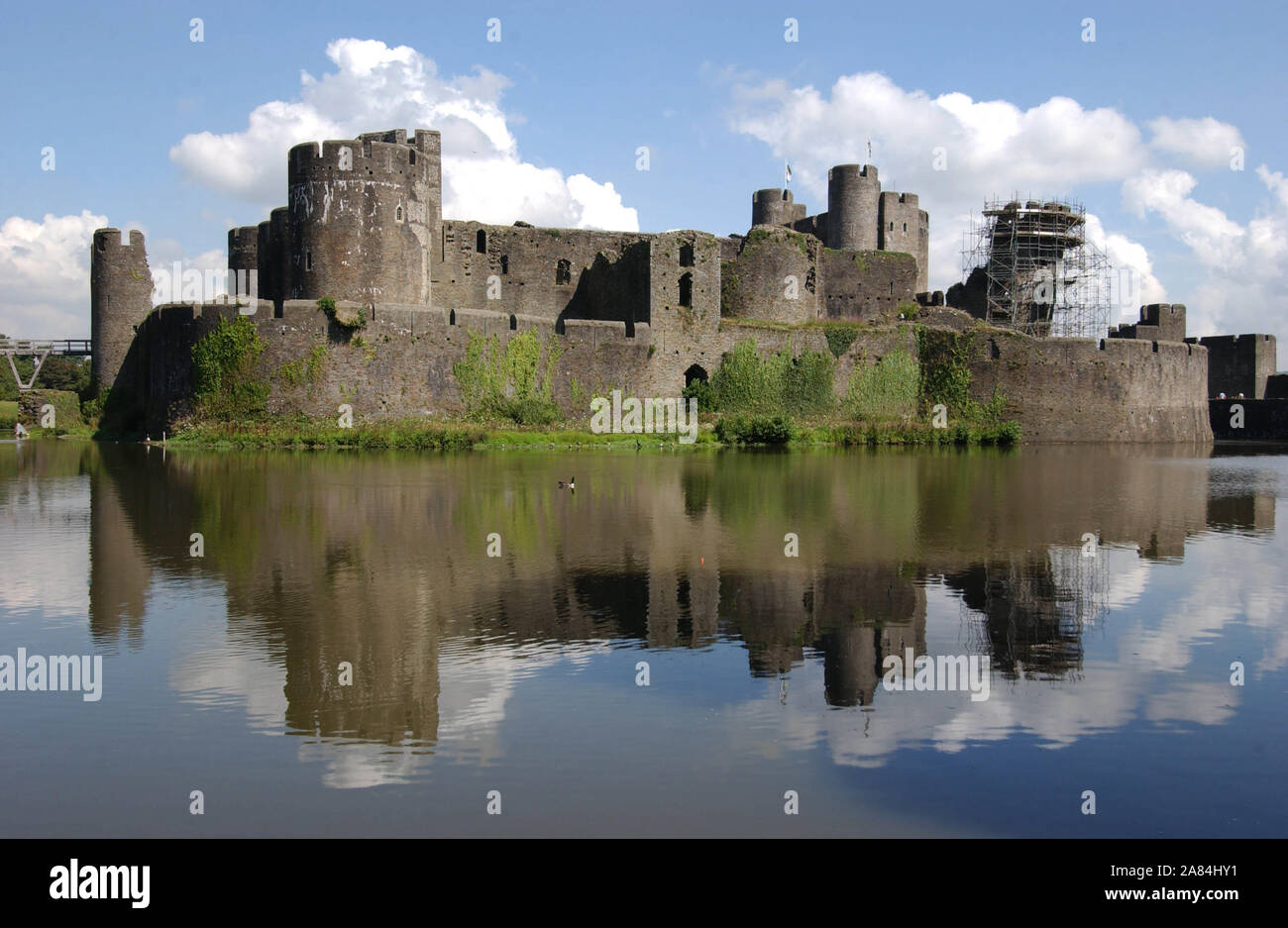 The medieval Caerphilly Castle, Mid Glamorgan, South Wales, the second ...