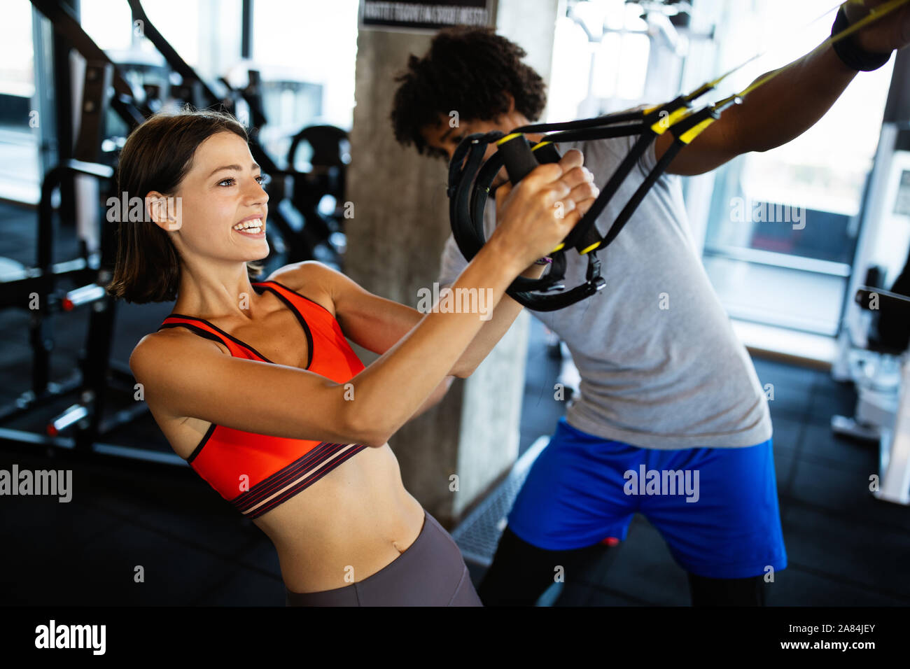 Sport, fitness, lifestyle and people concept. Happy fit people ...