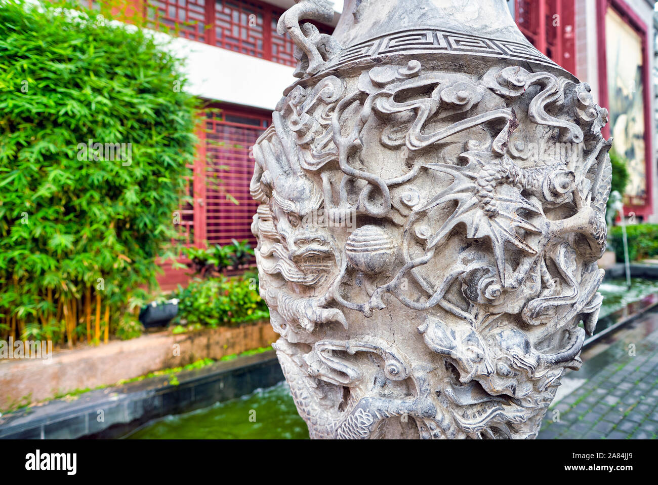 SHENZHEN, CHINA - CIRCA APRIL, 2019: curved dragon seen at Wenbo Palace ...