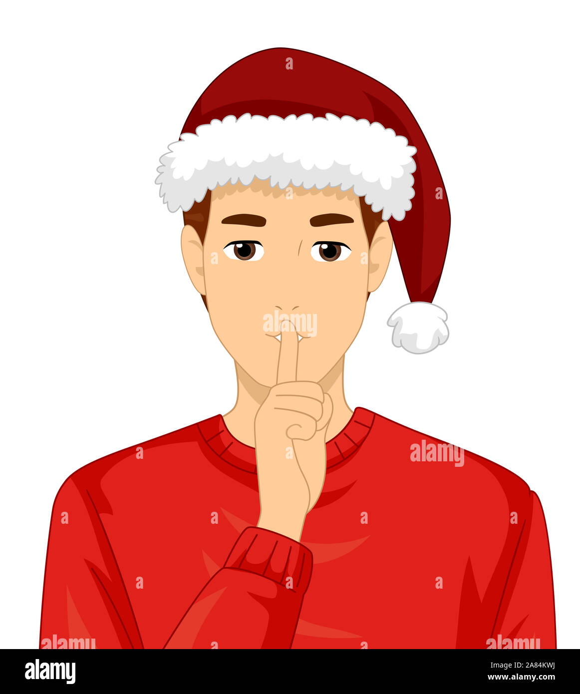 Illustration of a Man Gesturing Quiet or Secret and Wearing Santa Claus ...