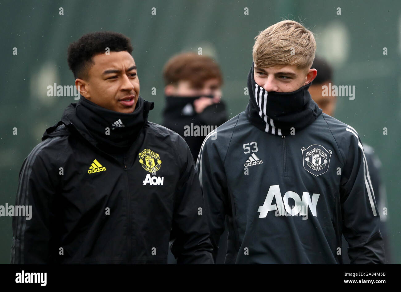 Manchester United's Brandon Williams (right) during the training ...