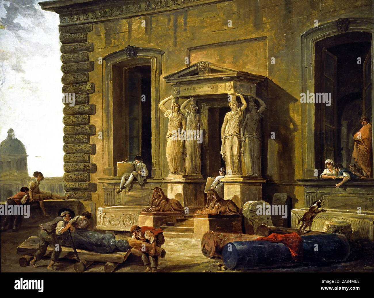 Bordes of a palace with a portico and caryatids hi-res stock ...