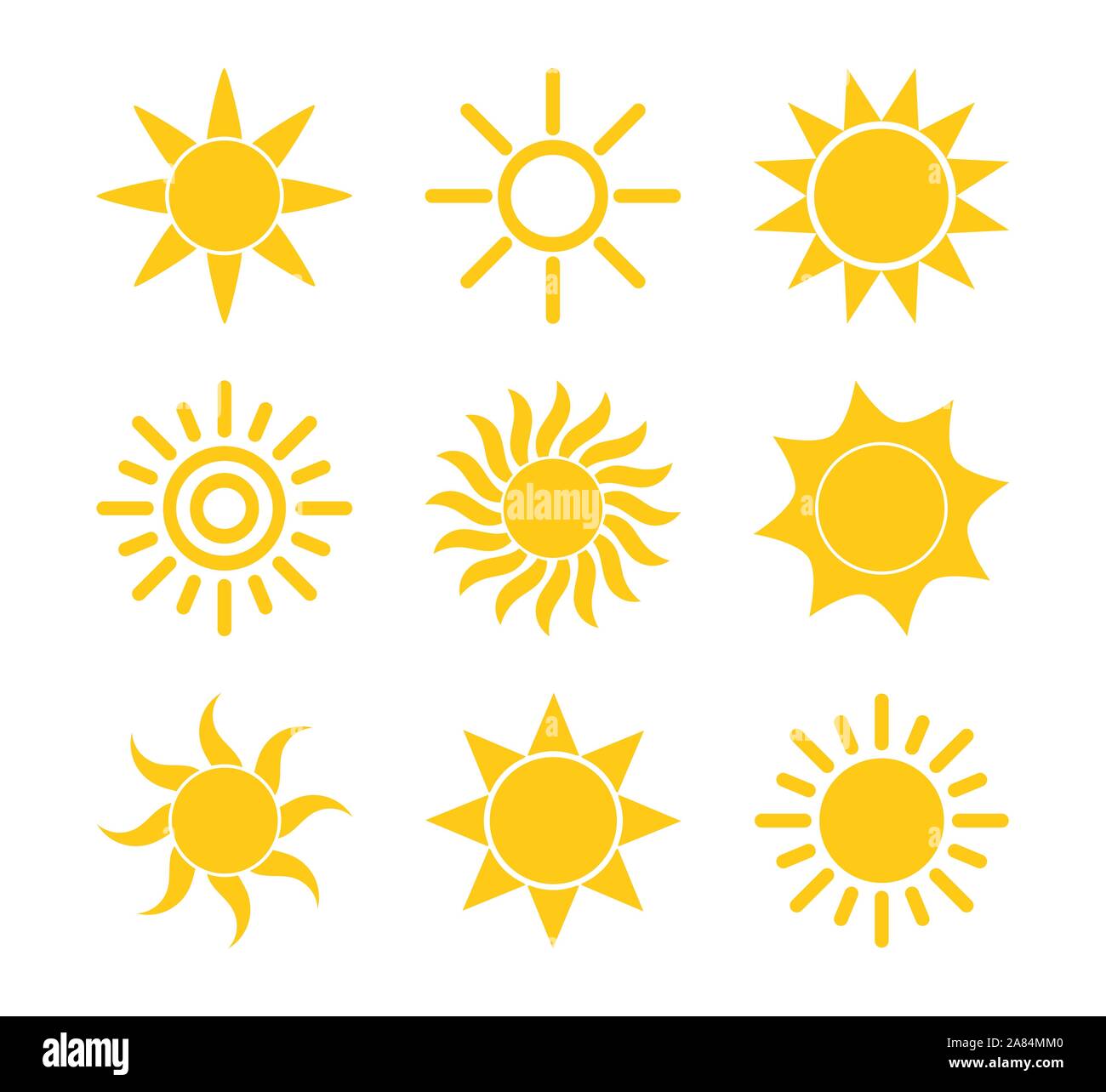 Sun icon set, flat design elements. Vector illustration Stock Vector ...