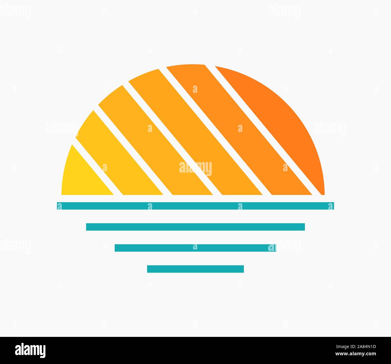 Sunset sun over sea symbol icon. Vector illustration Stock Vector Image ...