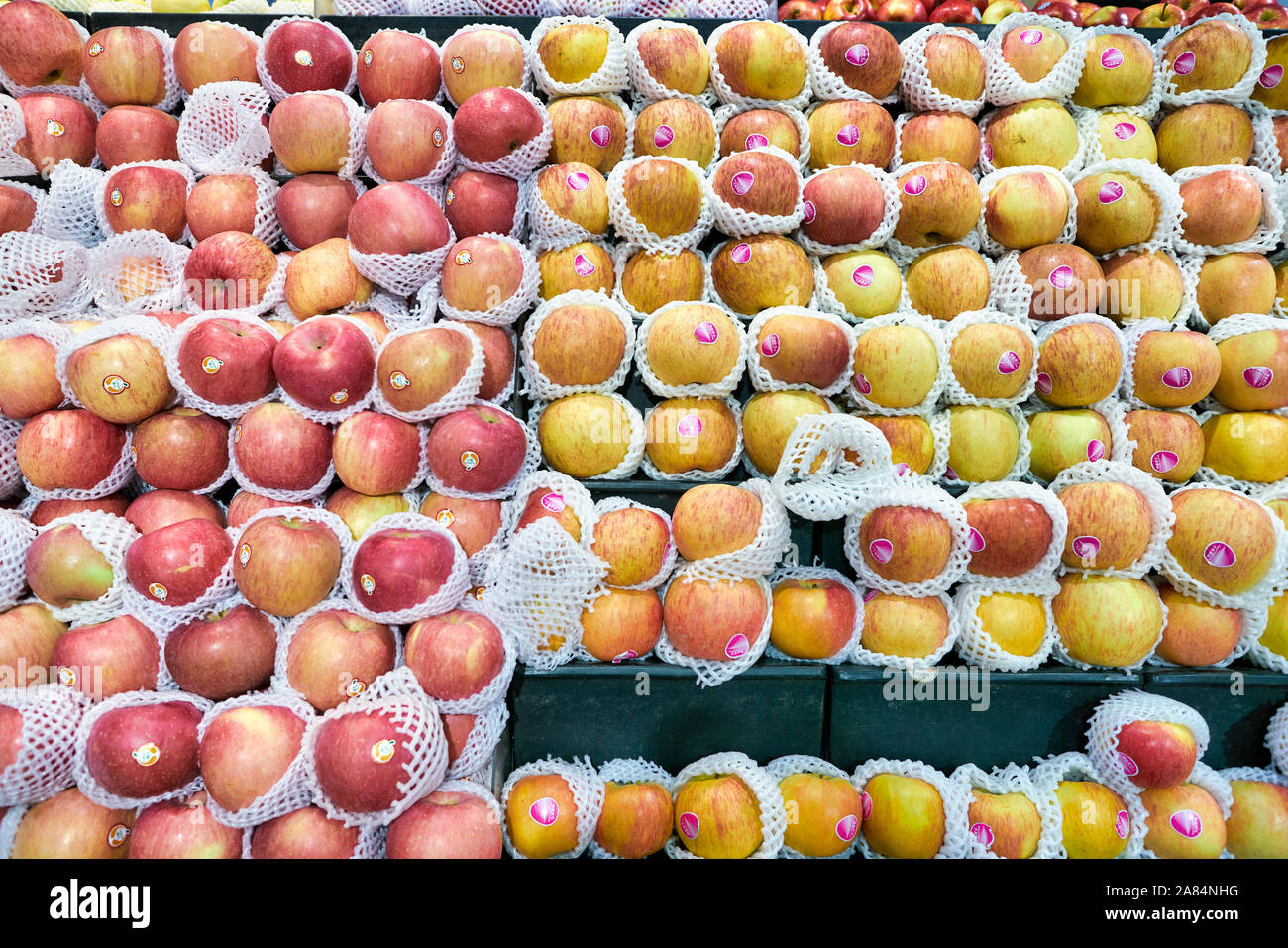 SHENZHEN, CHINA - CIRCA APRIL, 2019: apples on display at JUSCO store ...