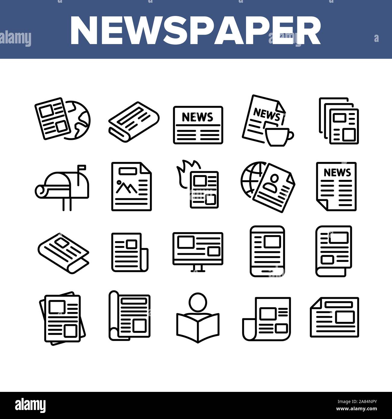 Newspaper Collection Elements Icons Set Vector Stock Vector Image & Art ...