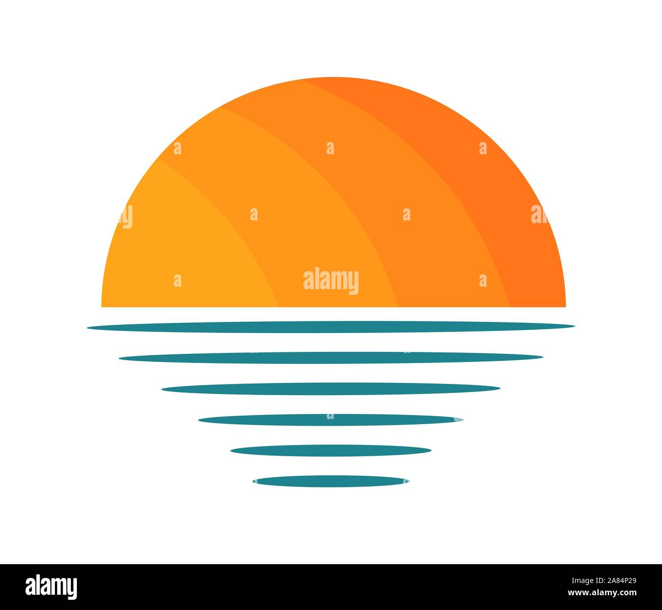 Sunset sun over sea icon. Vector illustration Stock Vector Image & Art ...