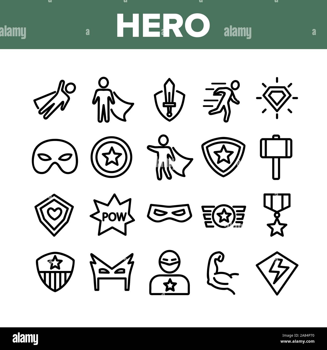 Super Hero Collection Elements Icons Set Vector Stock Vector Image ...