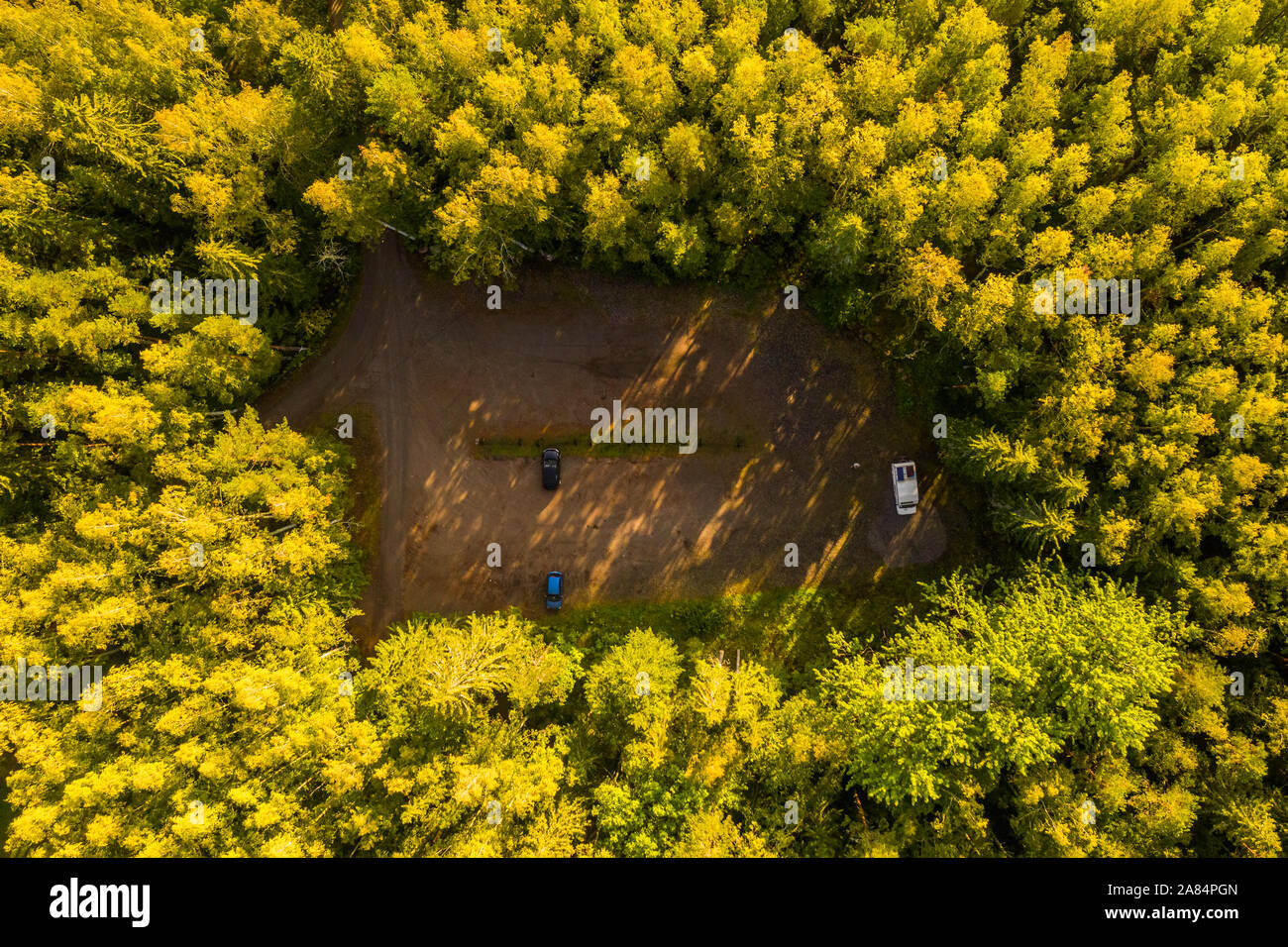 Drone photograph of a parking lot for a Finnish national park Stock ...