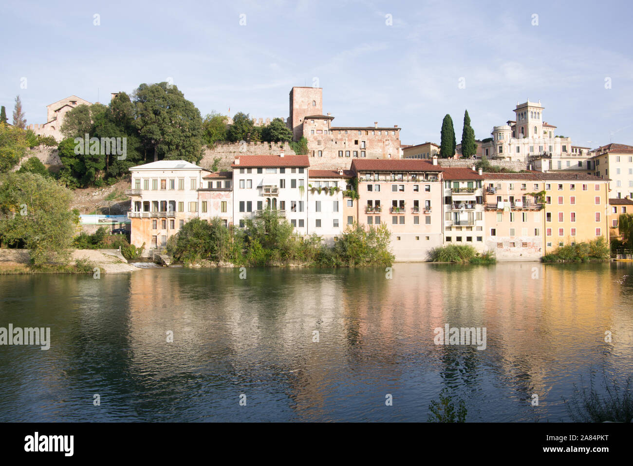 Bassano del Grappa, Italy, 10/22/2019 , view of the buildings on the ...