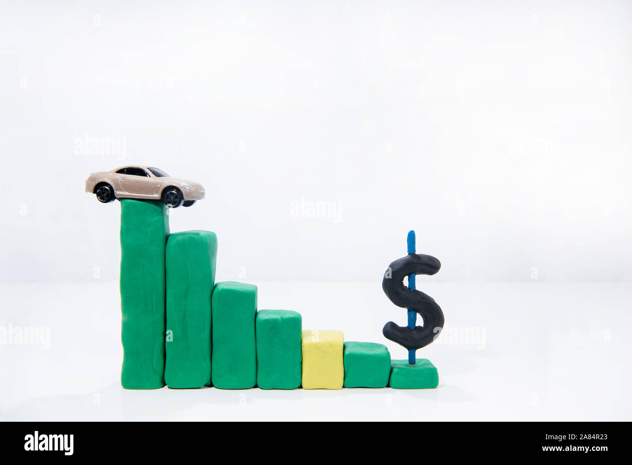 Abstract composition of car prices in auto-market. Isolated on white ...
