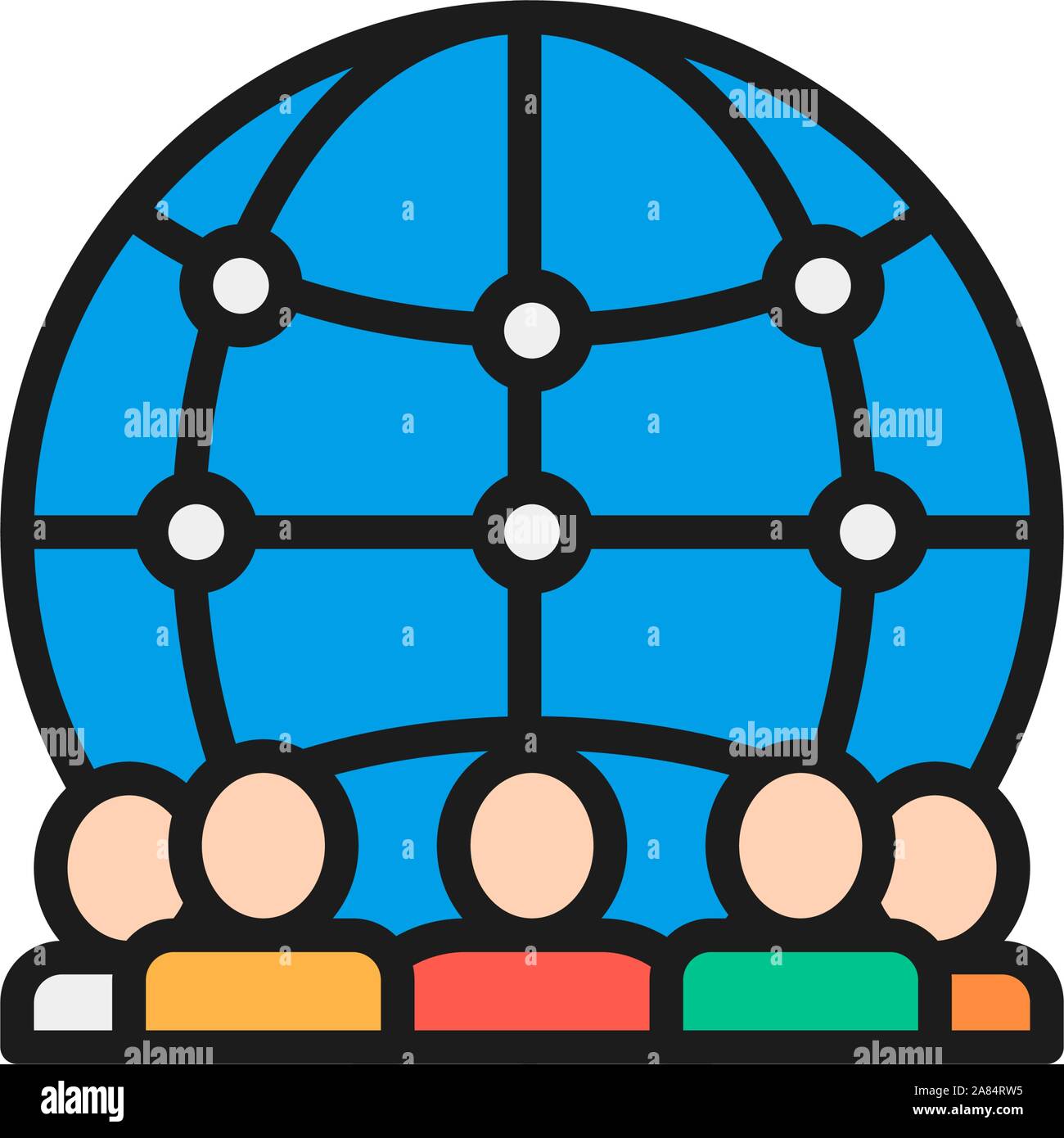 International team of workers flat color line icon Stock Vector Image ...