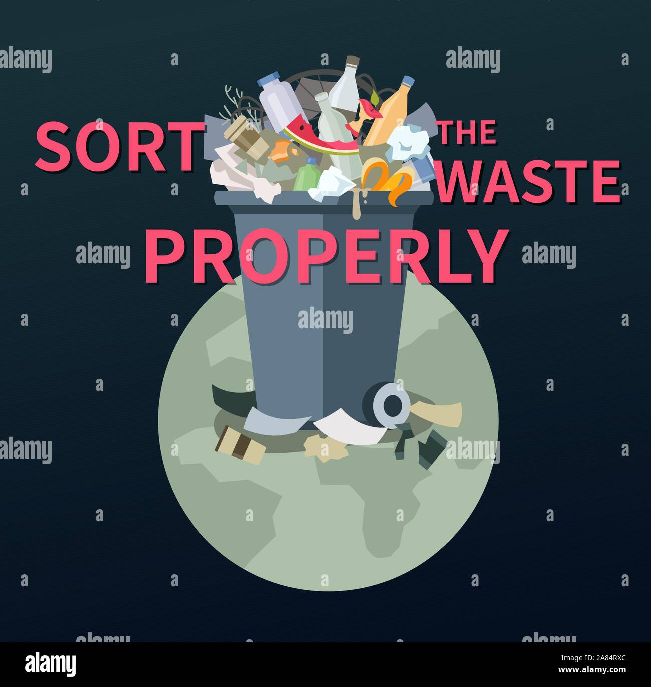 Sort the waste properly - flat design style illustration Stock Vector ...