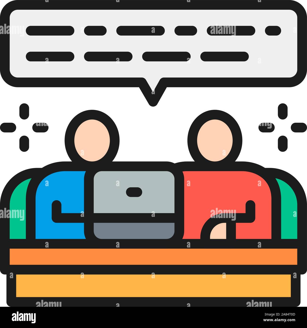 Teamwork, team communication flat color line icon Stock Vector Image ...