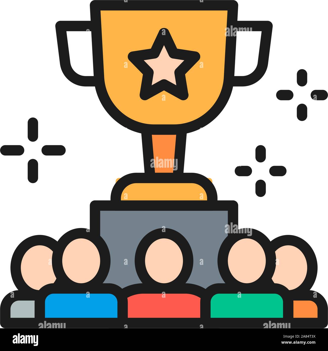 Awarding team for successful project flat color line icon Stock Vector ...