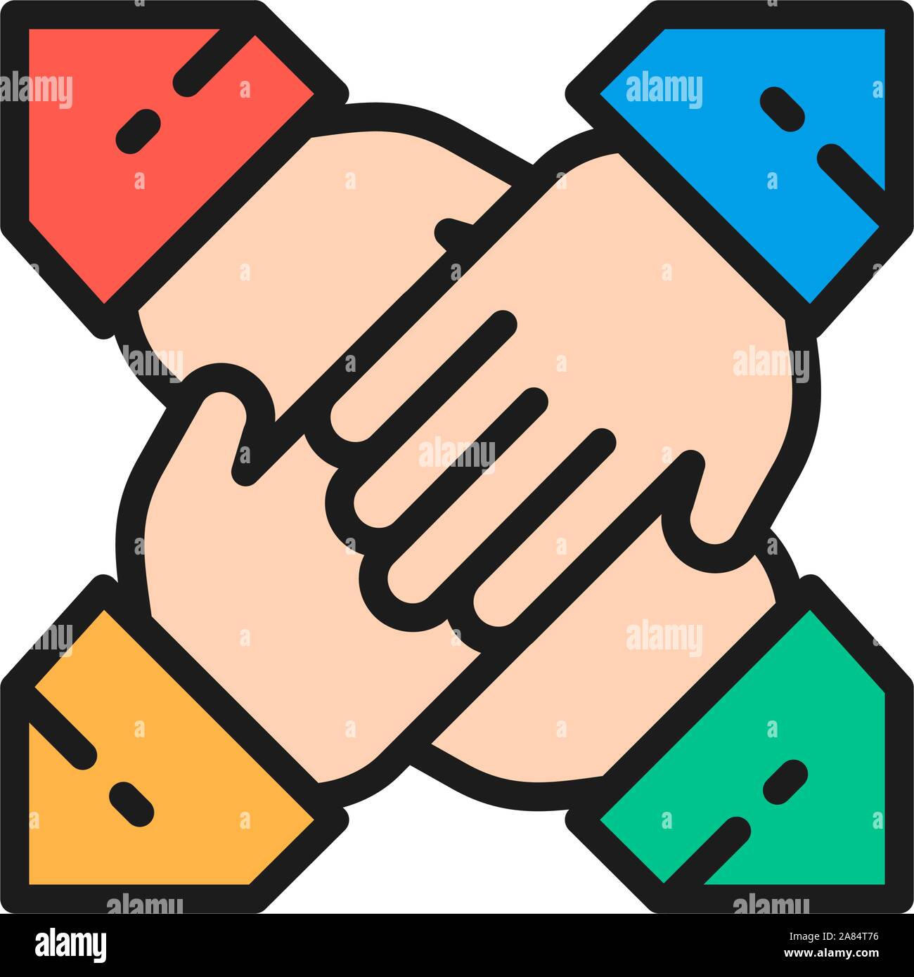 Teamwork, team hands flat color line icon Stock Vector Image & Art - Alamy