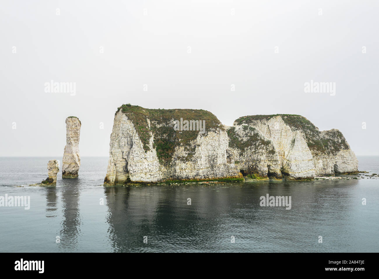 View of Old Harry Rocks in Dorset, England, shot with drone from the ...