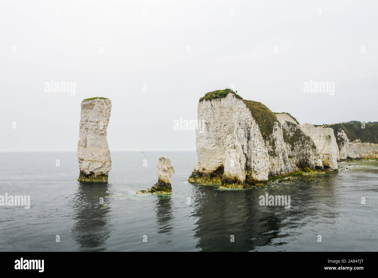 View of Old Harry Rocks in Dorset, England, shot with drone from the ...