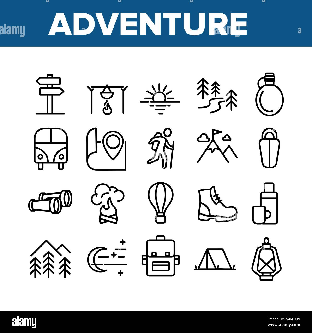 Adventure Collection Elements Icons Set Vector Stock Vector Image & Art ...