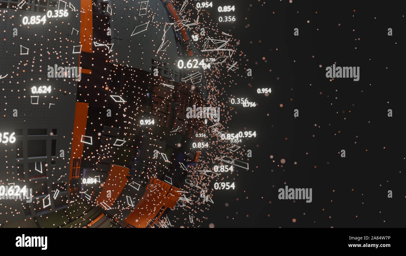 Connection Lines and Dots Around Digital Abstract Cyber PCB Sphere ...