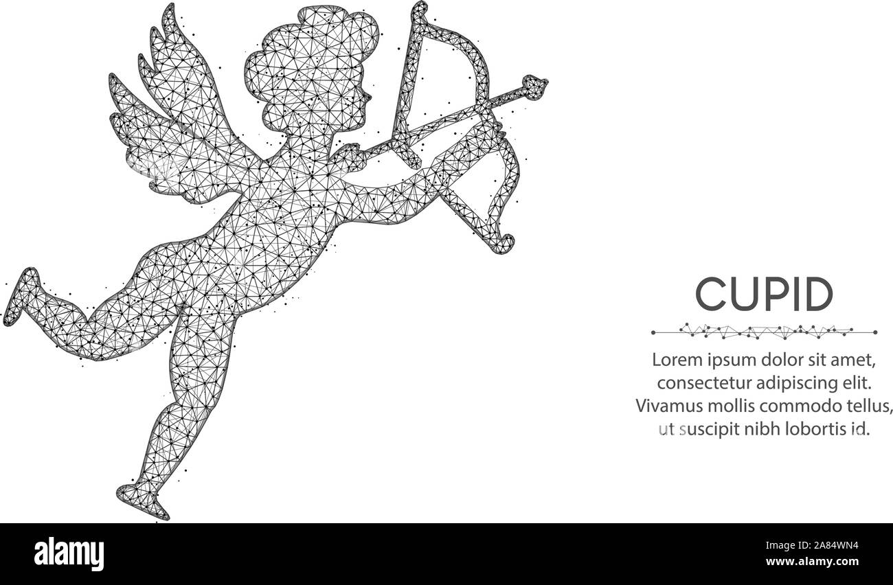 Cupid with bow and arrow low poly design, Angel of Love abstract ...