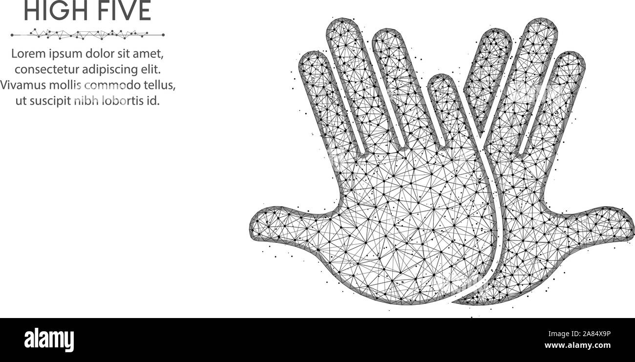 High five low poly design, hands abstract geometric art, clap wireframe ...