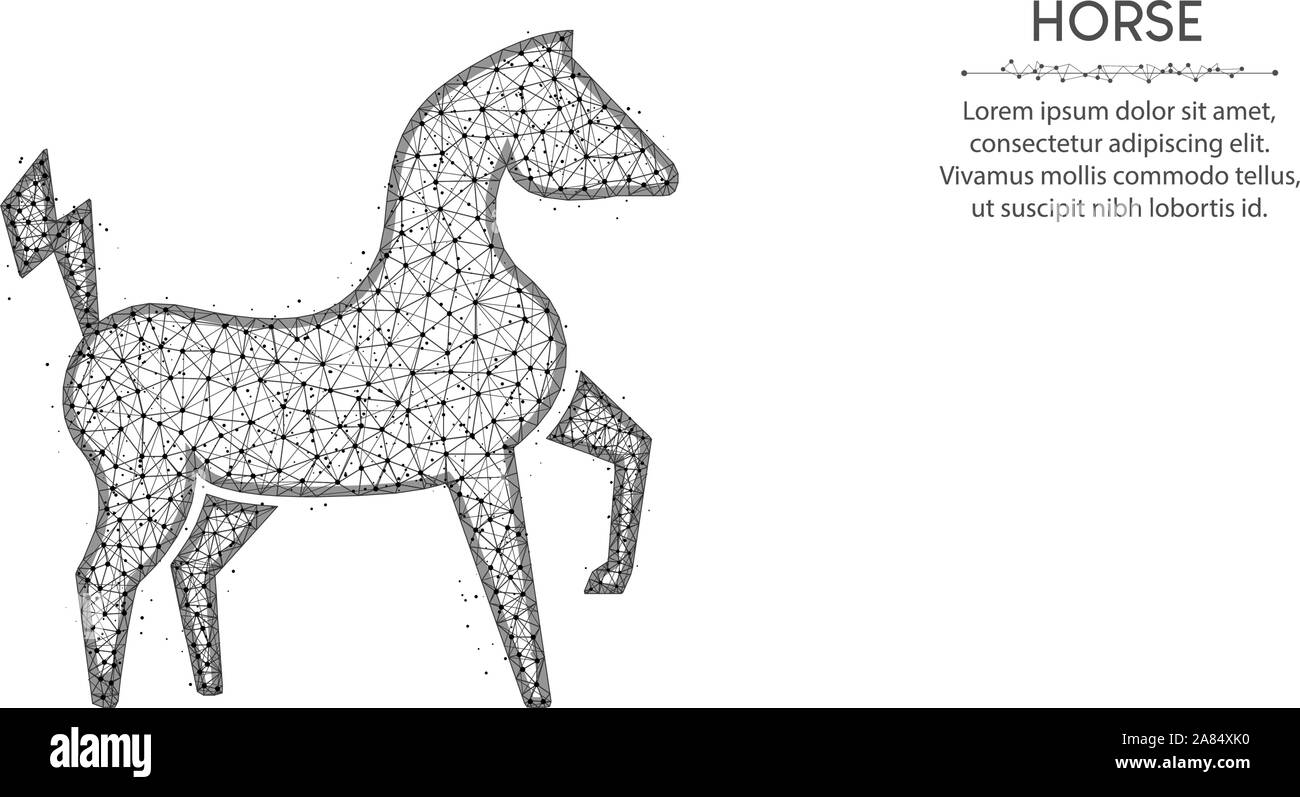 Powerful electric horse low poly design, animal abstract geometric art ...