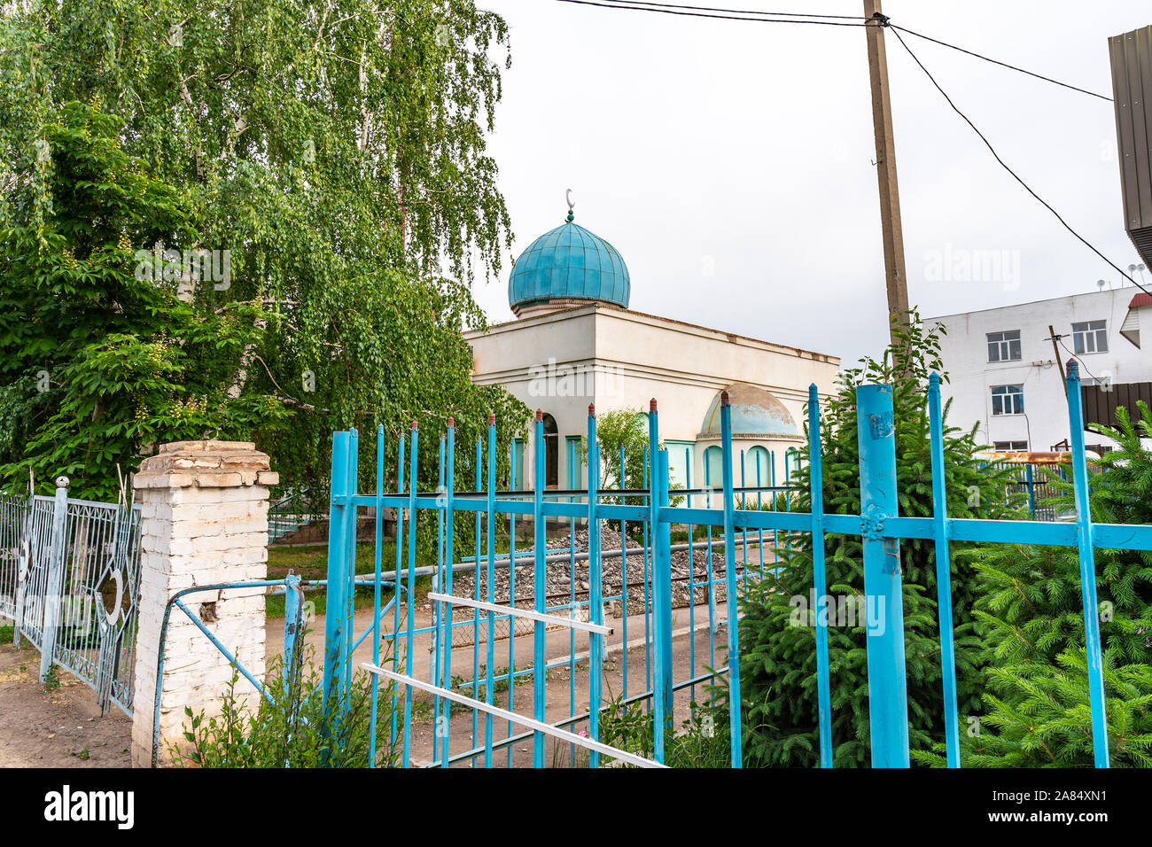 Chundzha Shonzhy Selo Picturesque Town Mosque View Behind Blue Colored ...