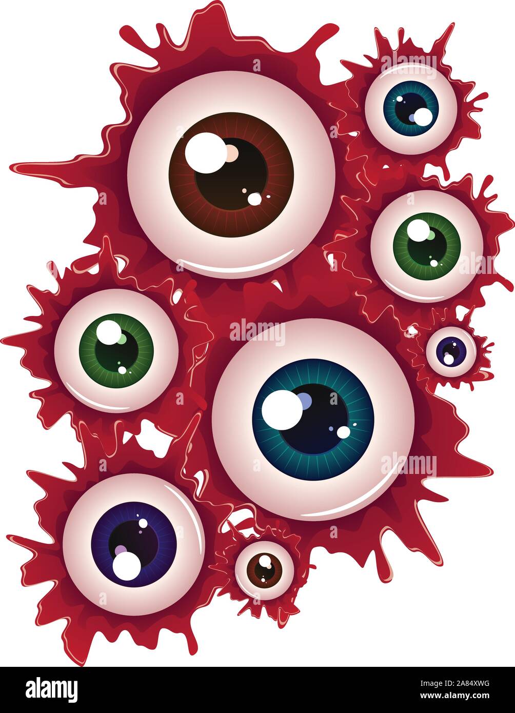 Spooky halloween eyeball with grunge blood splatter Stock Vector Image ...