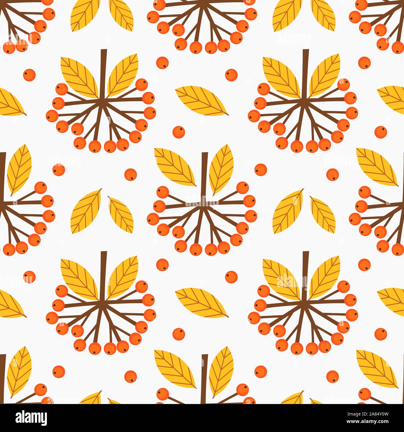 Rowan berries fruits autumn pattern. Vector illustration Stock Vector ...