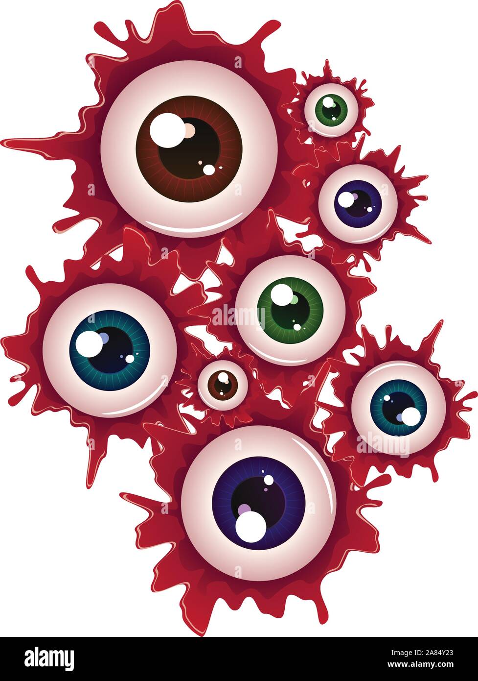 Spooky halloween eyeball with grunge blood splatter Stock Vector Image ...