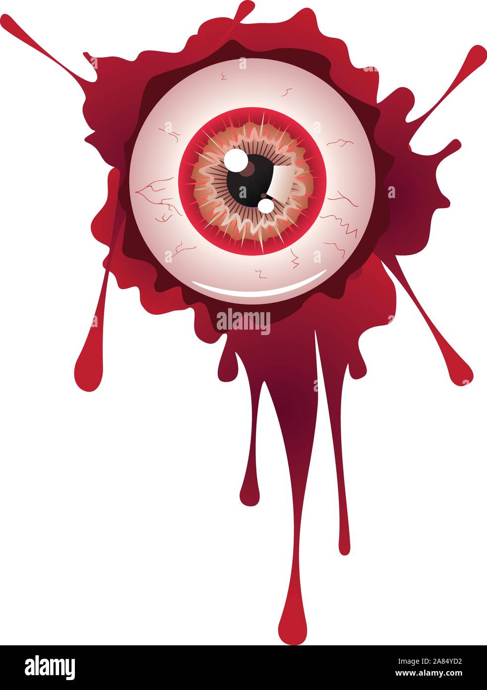 Spooky halloween eyeball with grunge blood splatter Stock Vector Image ...
