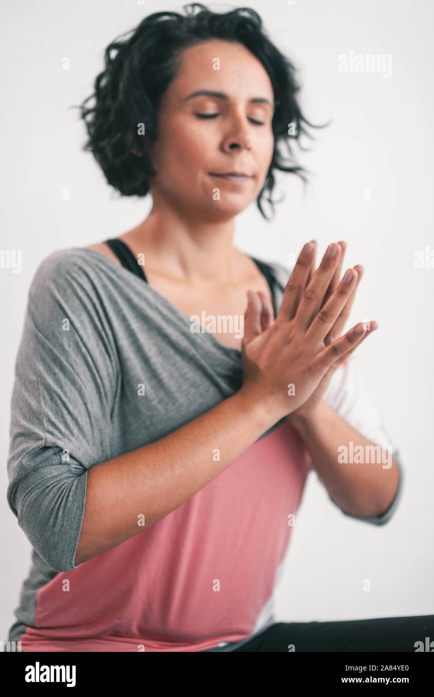 Yoga. Experienced yoga & meditation teacher Stock Photo - Alamy